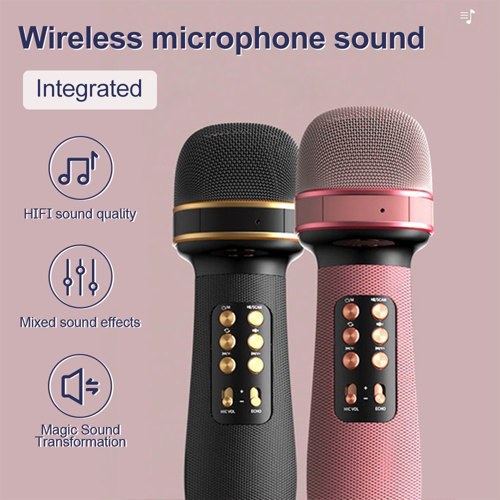Bluetooth Handheld Microphone Karaoke High Quality Speaker Mic Singing ...
