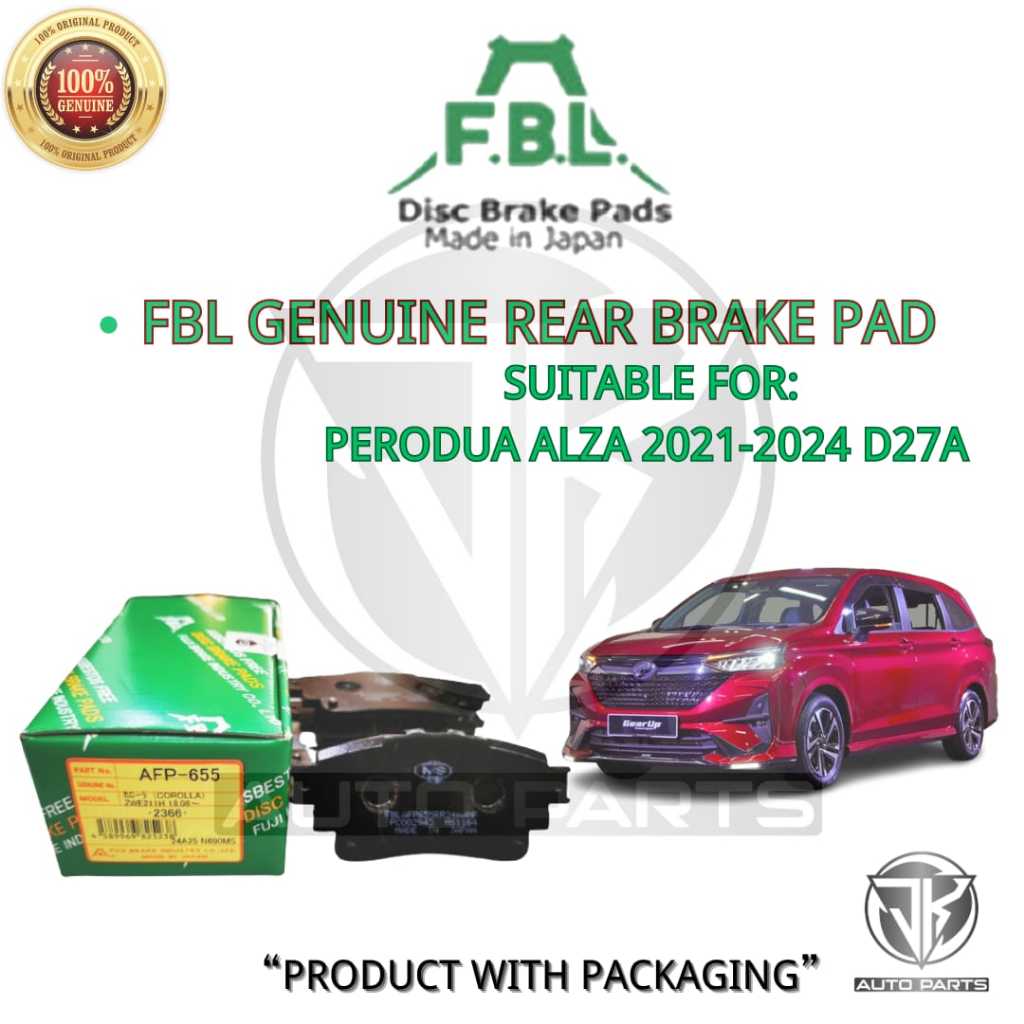 #100% ORIGINAL#FBL REAR BRAKE PAD PERODUA ALZA 2022-2024 D27A 1.5 (FBL ...