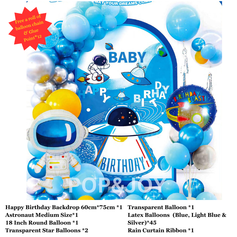 Astronaut Planet Space Theme Balloon Birthday Decoration Kids Birthday ...