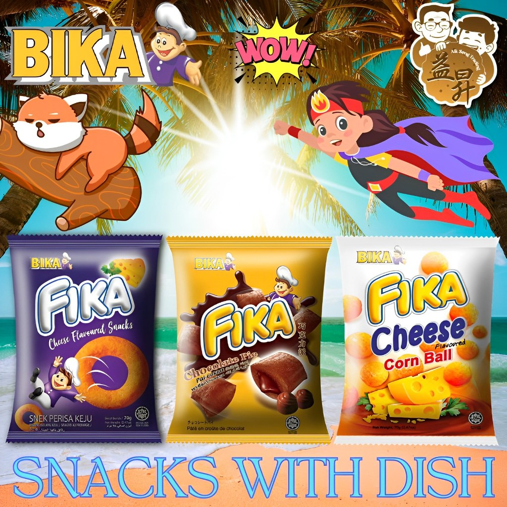 10 packs x 12gm [Self-Packaging] - Bika Fika Series Snacks [Chocolate Pie / Cheese Corn Ball ...