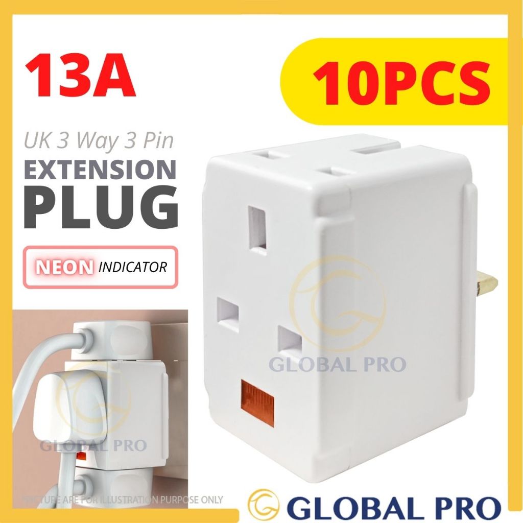 10pcs Me 13a 3 Pin Plug 3 Way Adapter Extension Plug 3 Pin Multi Plug 7387 Travel Adapter Plug