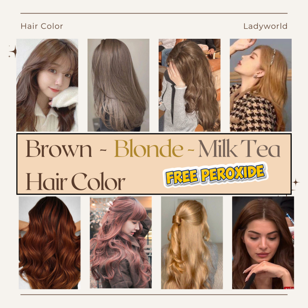 Brown Milk Tea Blonde Golden Hair Colour Dye Cream Permanent FREE ...
