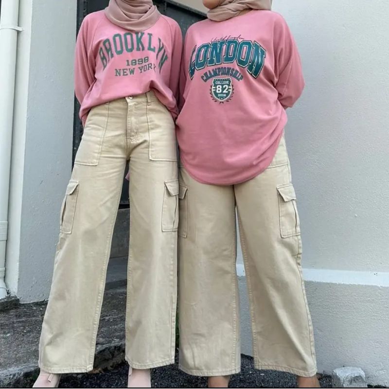 Wide Leg Palazo Long Cargo 6 Pocket Fashion Baru Ready Stock Shopee Malaysia