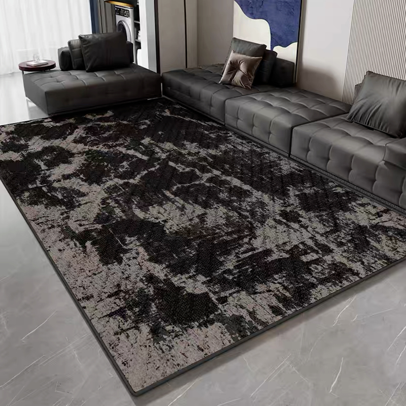 Plain Black Modern Style Living Room Decoration Rugs Carpet Velvet ...
