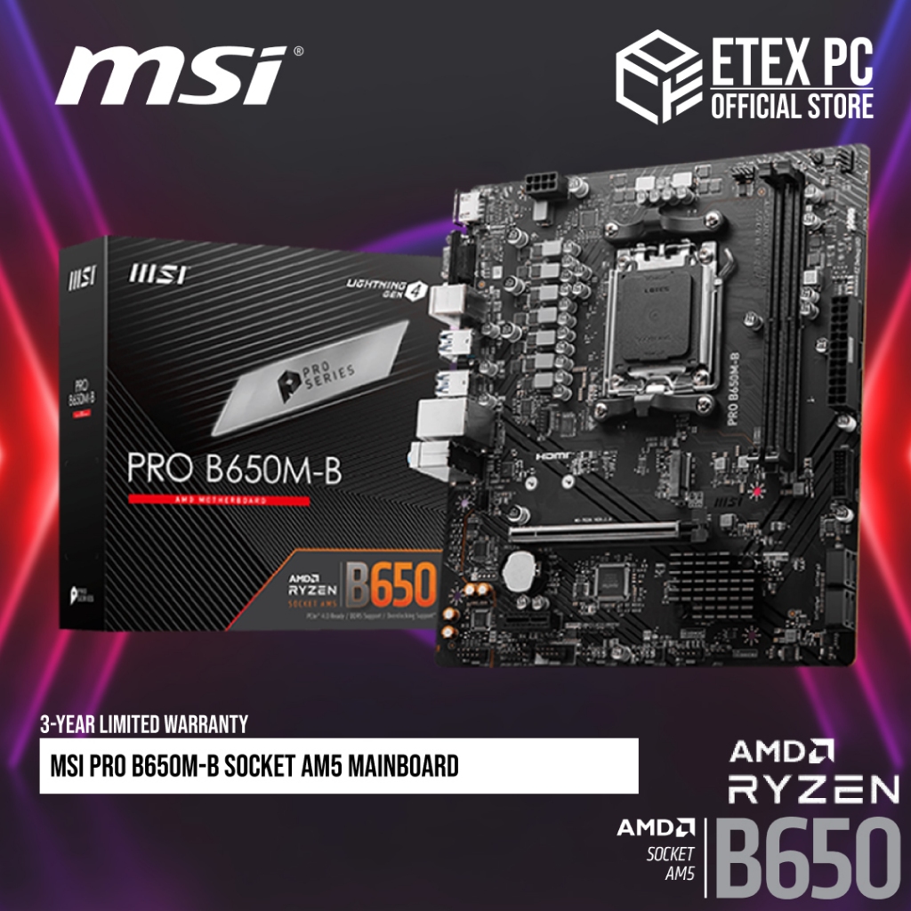 MSI Pro B650M-B Socket AM5 Mainboard # MSI PRO B650M-B | Shopee Malaysia