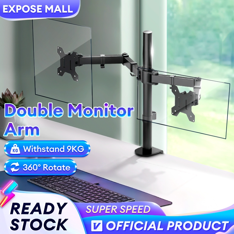 Dual Monitor Arm Mount Bracket 17”-32” Bearing 9kg 360° Rotate Multi ...