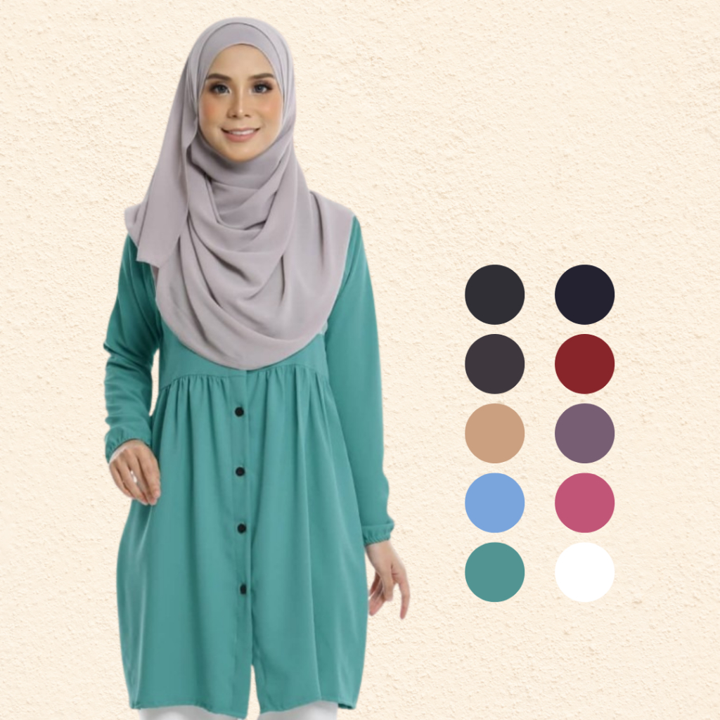 BLOUSE BUTANG LABUH BLOUSE MUSLIMAH LONG TOP NURSING FRIENDLY 🌸 ...