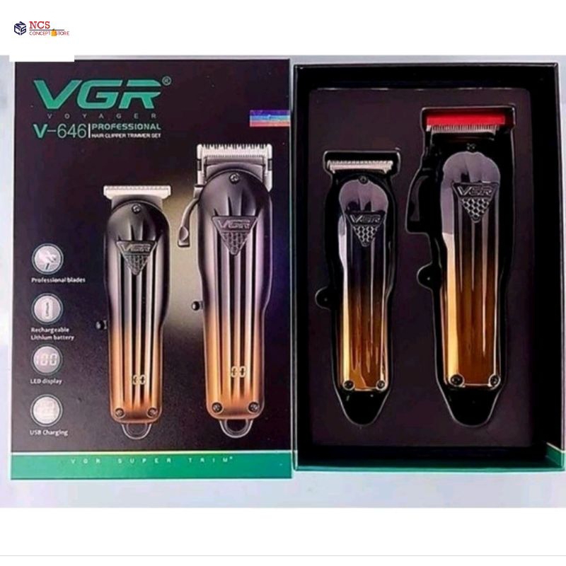 VGR V-646 Professional Rechargeable Hair Clipper Trimmer Set Powder Metallurgic Blade Digital ...