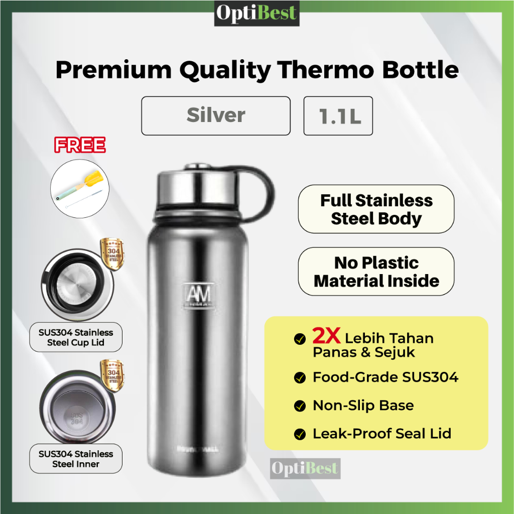 OPTIBEST 304 Stainless Steel Hot Cold Thermos Flask Bottle Vacuum ...