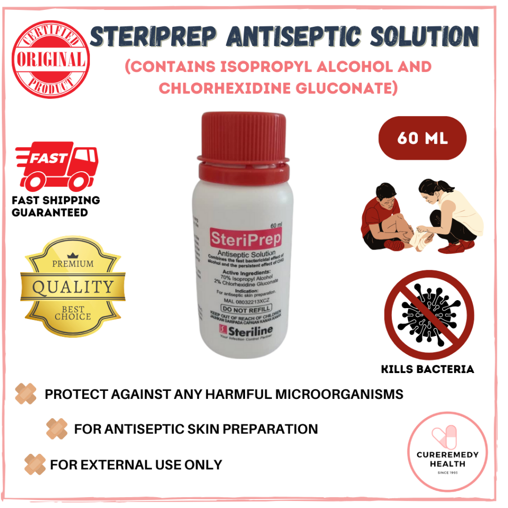 STERIPREP ANTISEPTIC SOLUTION 60ML (ISOPROPYL ALCOHOL / CHLORHEXIDINE ...