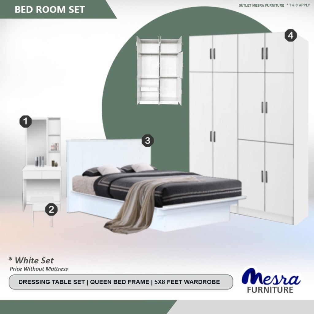 MESRA - Bedroom Set Sliding door /Set Bilik Tidur/Almari Baju/Katil ...