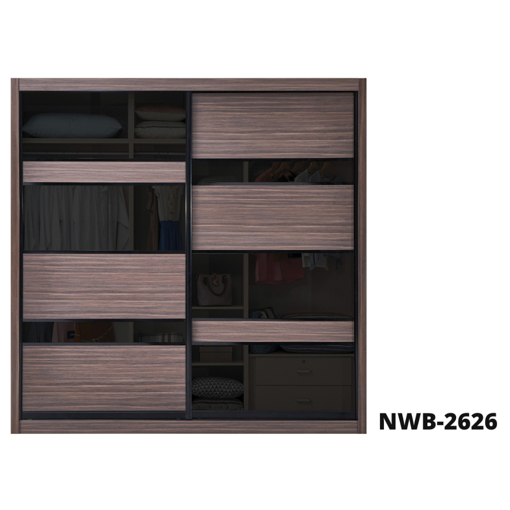 MIXBOX GOLD SERIES (2626) -Wardrobe 2 Sliding Door Width 5-10 feet x Height 8 feet | Shopee Malaysia