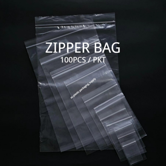 Zipper Bag Zip Bag Lock Plastik Beg Zip Food Grade (100pcs) | Shopee ...
