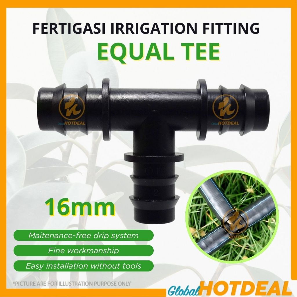 16MM EQUAL TEE JOINT LDPE PolyPipe Fertigasi Irrigation Fitting Tube Connection Water Pipe ...
