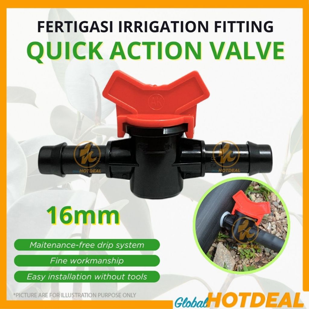 16MM QUICK ACTION VALVE LDPE PolyPipe Fertigasi Irrigation Fitting Tube ...