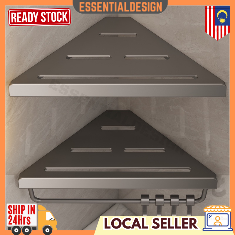 Triangle Toilet Corner Rack Bathroom Wall-Mounted Shampoo Storage Shelf ...