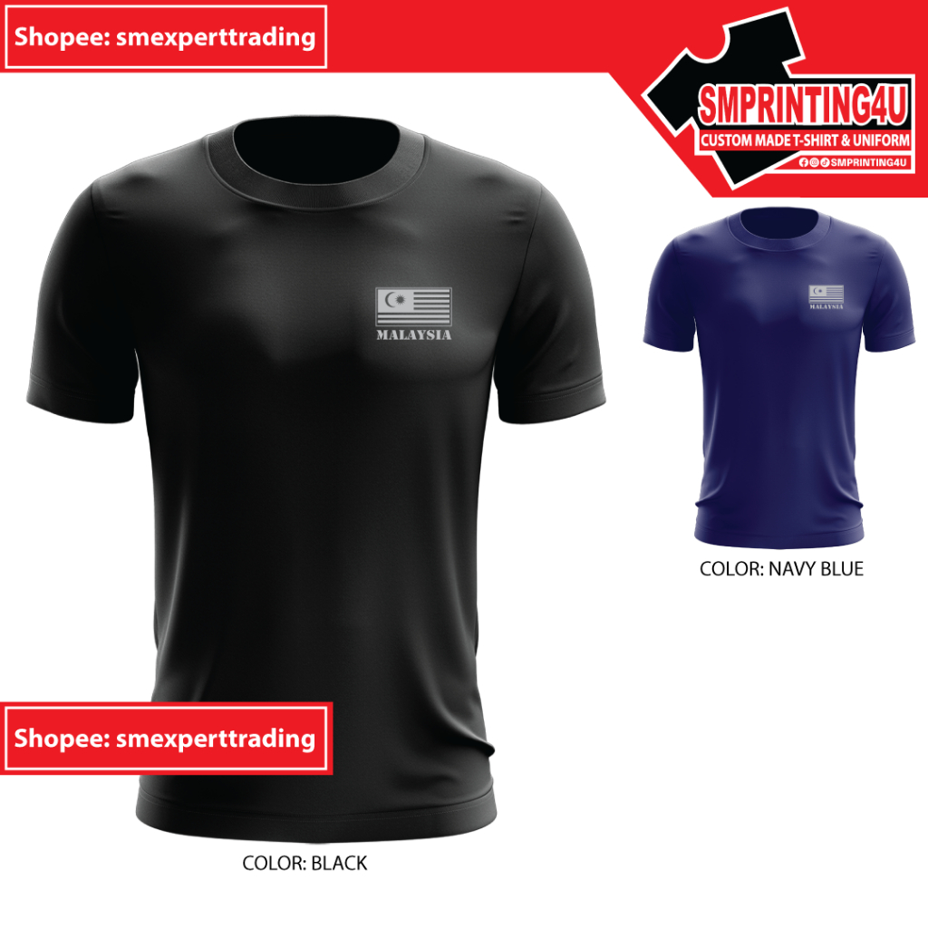SM 105 T-Shirt Tactical Style Bendera Malaysia Unisex Microfiber Round ...