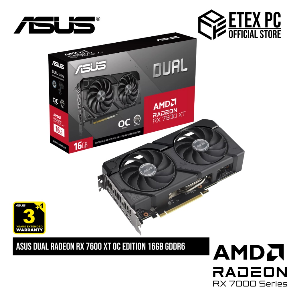 ASUS Dual Radeon RX 7600 XT OC Edition 16GB GDDR6 # AC-90YV0K21-M0NA00 ...