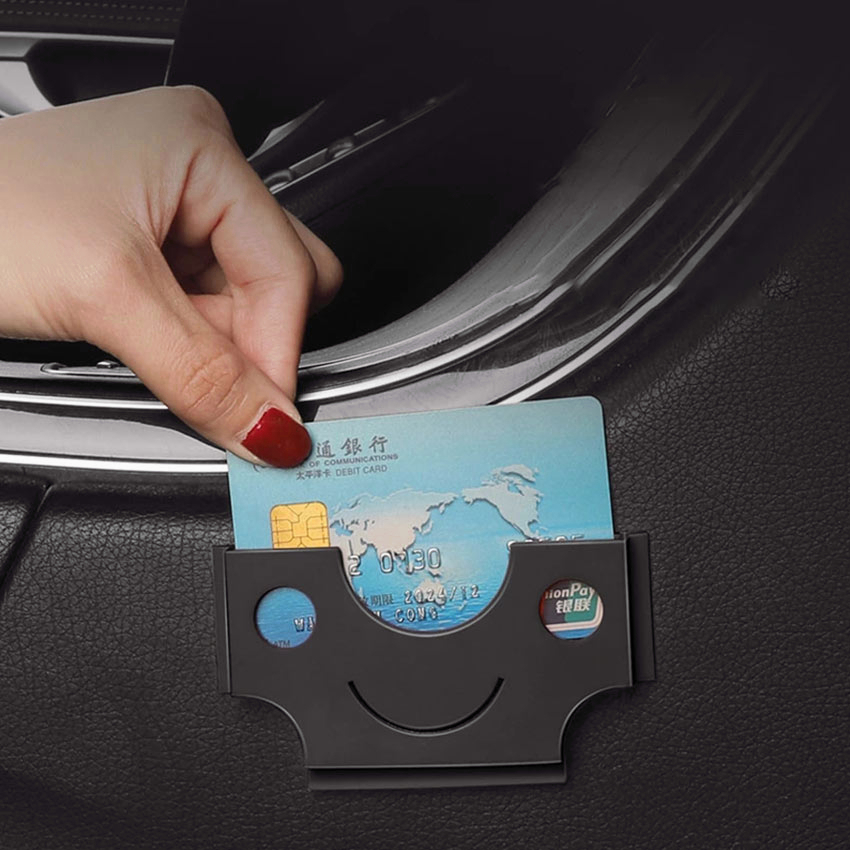 Car Card Holder Slot Storage Box Rack Organizer Silicone Creative Smile ...
