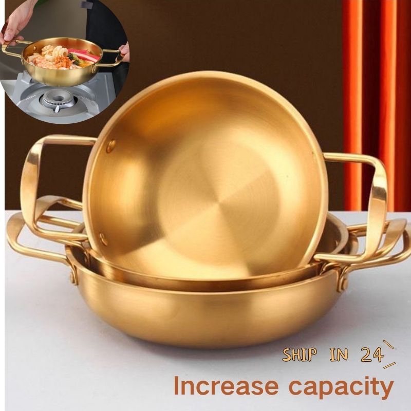 26CM Korean stainless steel seafood pot double-ear flat bottom soup pot ...