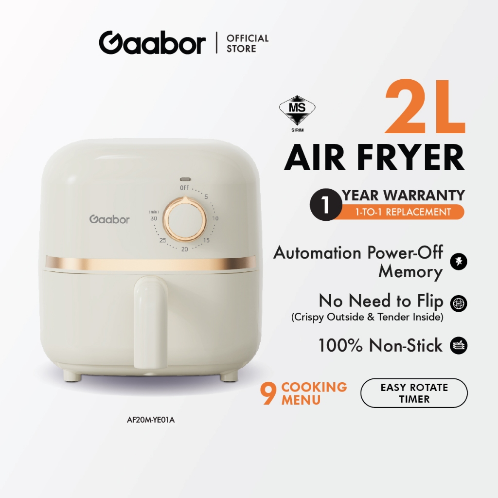 Gaabor Mini Air Fryer With 9 Menu Functions & 3D Hot Air Circulation (2 ...