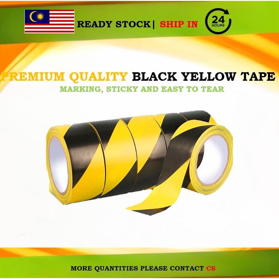 48MM x 35M BLACK YELLOW LINE TAPE / FLOOR MARKING TAPE | Shopee Malaysia
