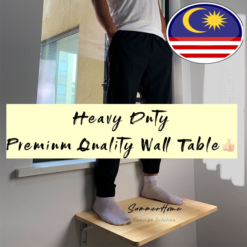 Summer Store Premium Quality Natural Wood Foldable Wall Table | Shopee ...