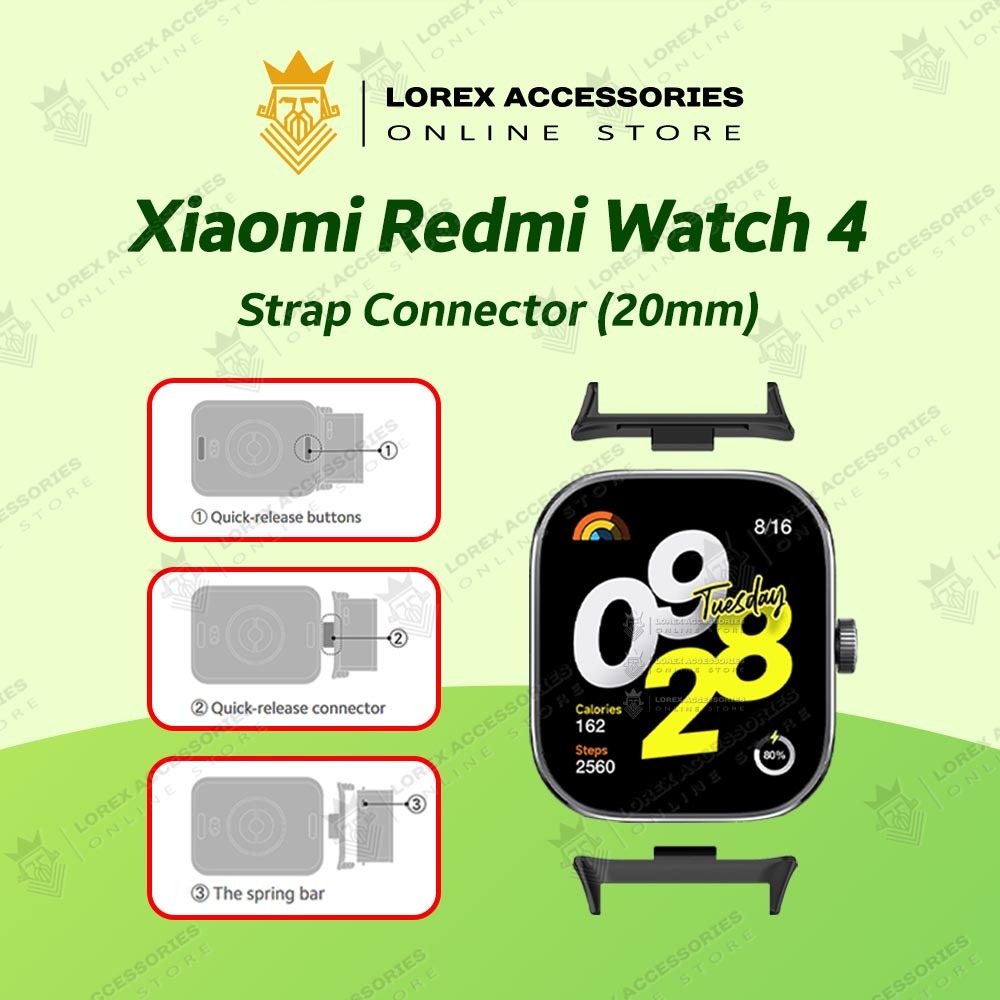 Xiaomi Redmi Watch 4 Strap Connector 20mm (2pcs), 2 Color, Black ...