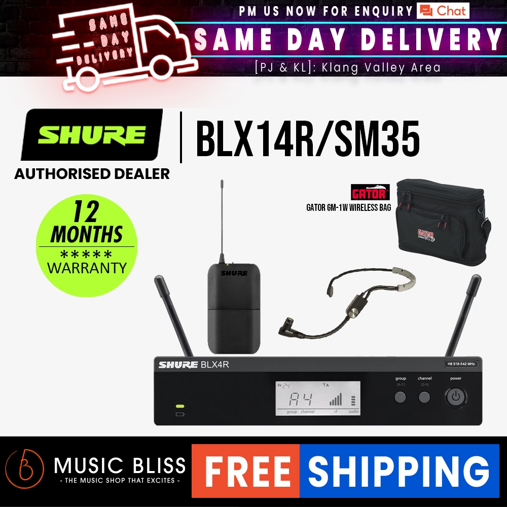 Shure BLX14R/SM35 Headworn Wireless System, BLX4R Wireless Receiver ...