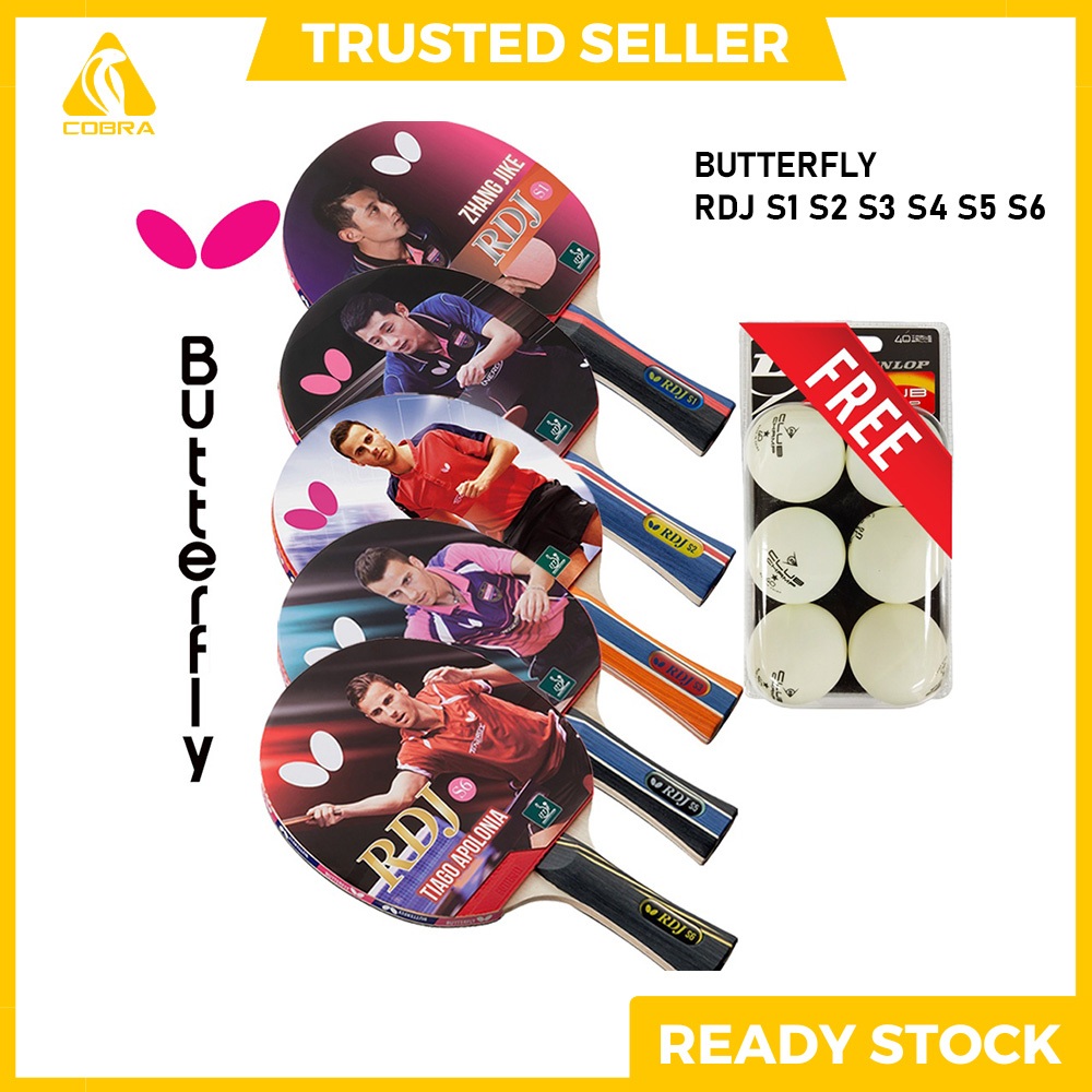 {FREE BALL) Butterfly RDJ S1 S2 S3 S4 S5 S6 ITTF APPROVED Ping Pong ...