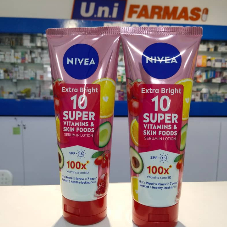 NIVEA EXTRA BRIGHT 10 SUPER VITAMIN & SKIN FOODS SERUM IN LOTION 180ML ...
