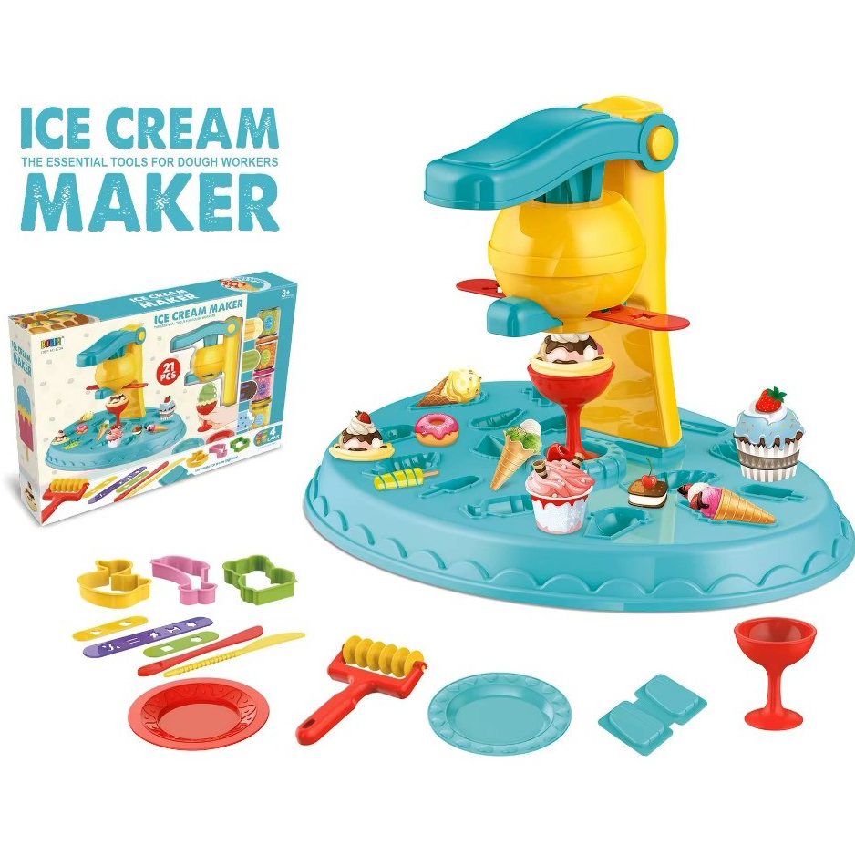 Ice Cream Parlor 21 Pieces Ice Cream & Dessert Making Set Bowa Dough ...