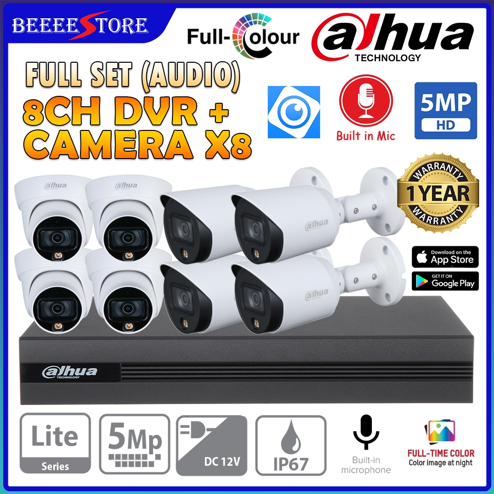 DAHUA 8 CHANNEL 5.0MP FULL TIME COLOUR NIGHT VIEW COLORVU 5MP DVR + 8 ...
