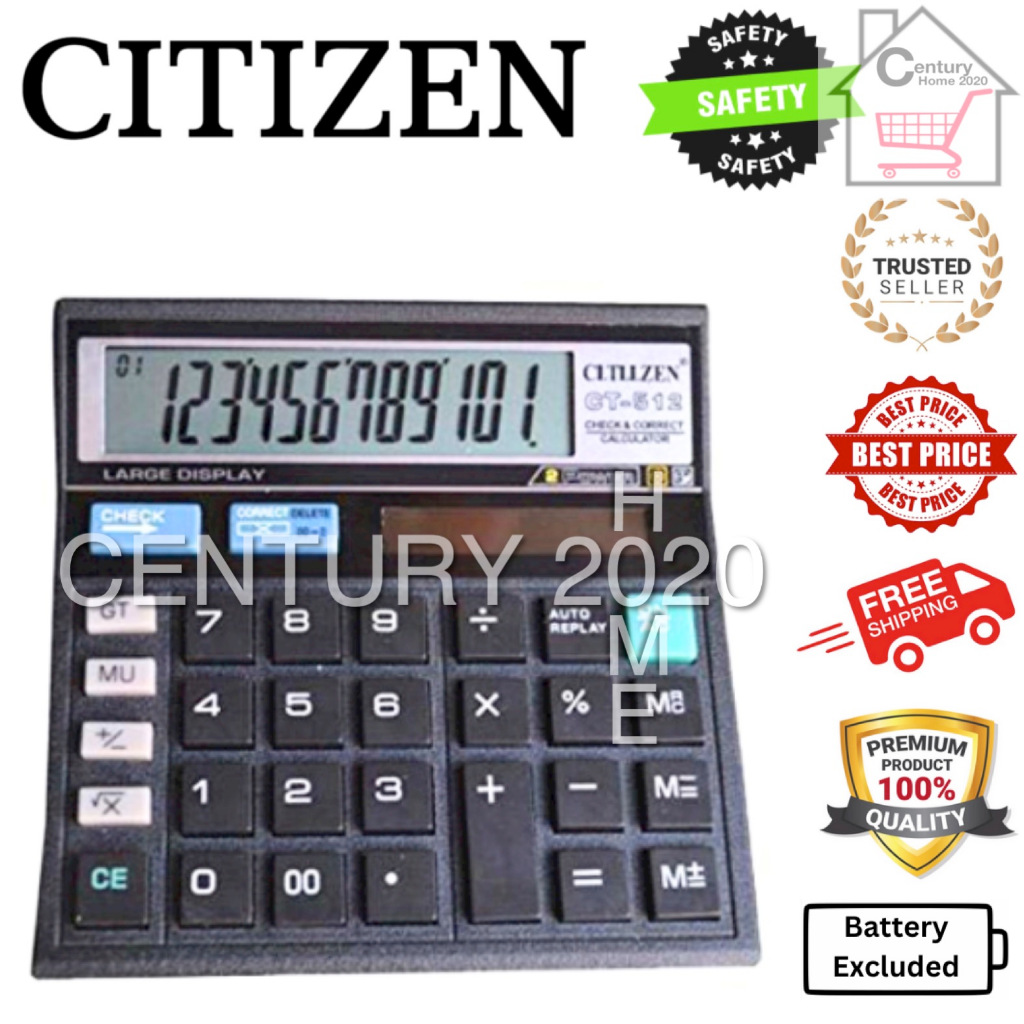 CITIZEN CT-512 Calculator Electronic Calculator 112 Step Check ...