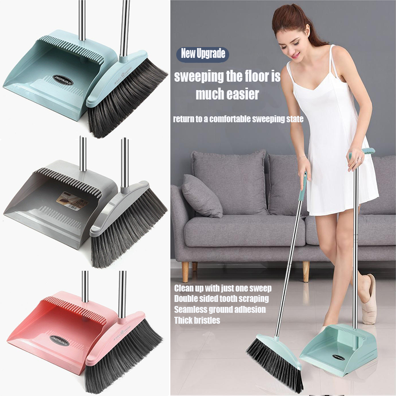 Practical Penyapu dan Penyodok Set 2 in 1/ Windproof Broom And Floor Soft Hair Broom Dustpan ...