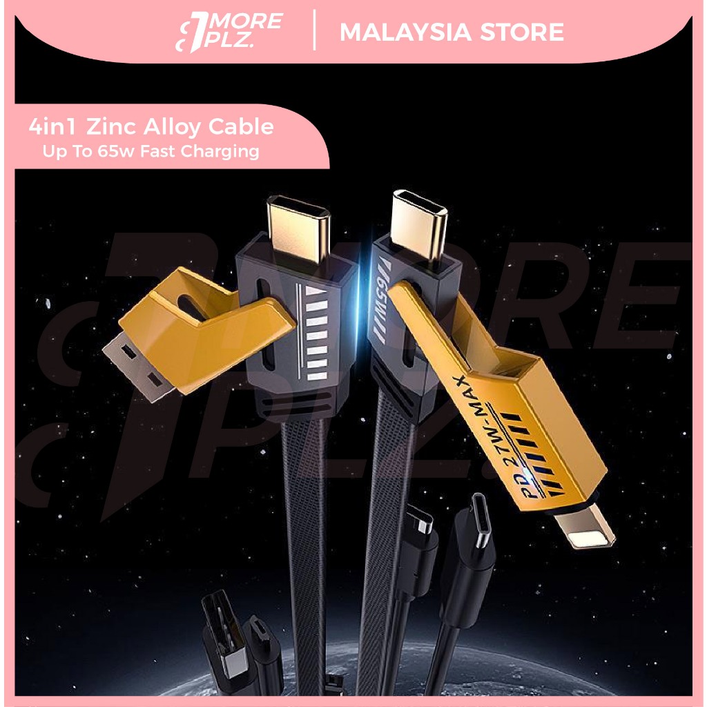 For lph15 4 In 1 Metal Fast Charging Cable USB Type C 65W Charger Data ...