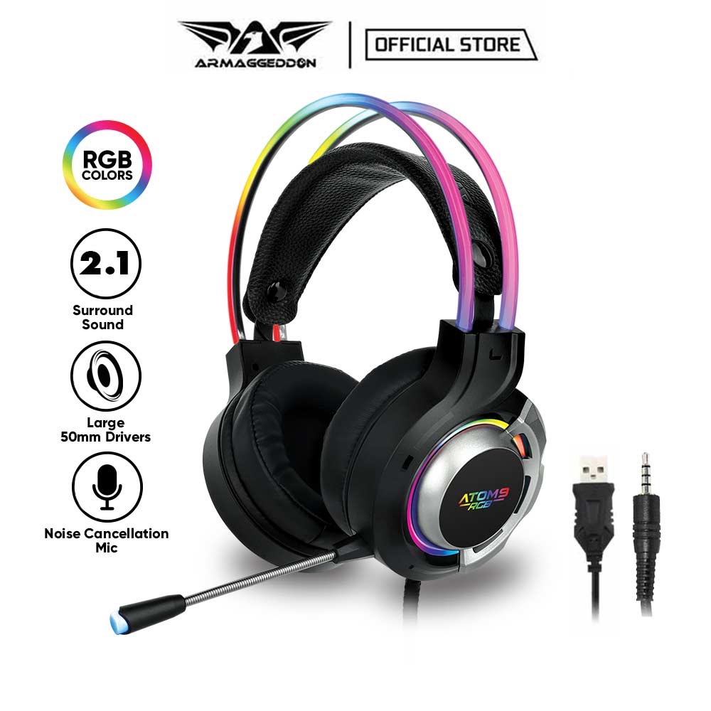 Armaggeddon Atom 9 RGB Headband Gaming Stereo Headphone with Mic ...