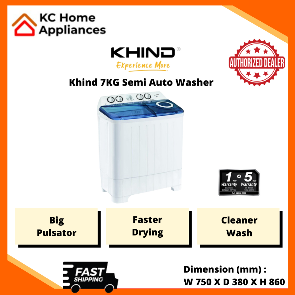 Khind 7KG Semi Auto Washing Machine | Big Pulsator | Clean Wash | WM717 ...