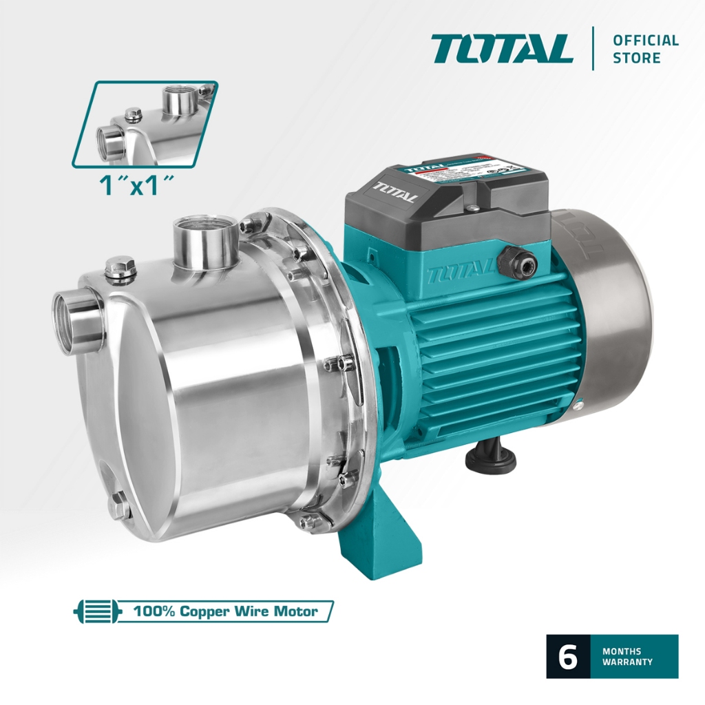 TOTAL Water Pump Stainless Steel Self-Priming Jet With Copper Wire ...