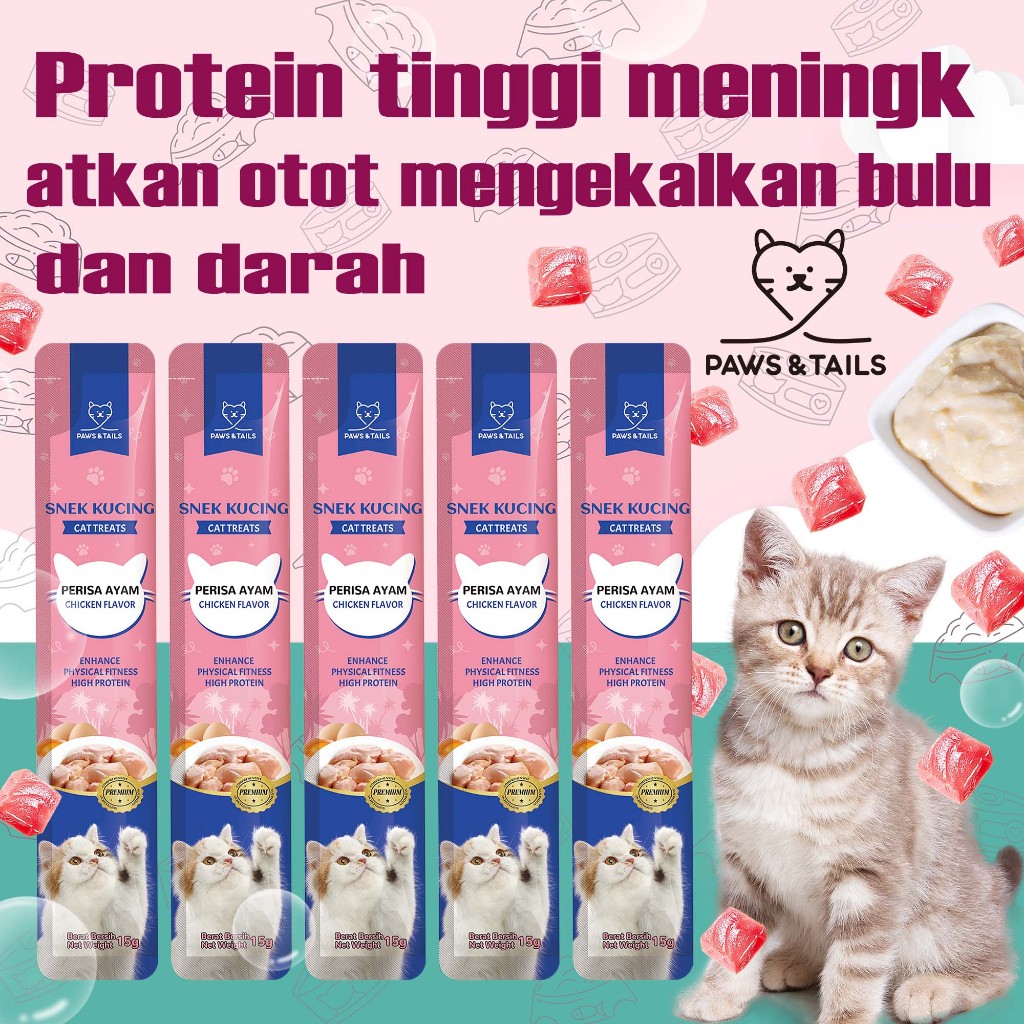 【PAWS&TAILS】High protein cat stick snack enhance physical fitness and ...