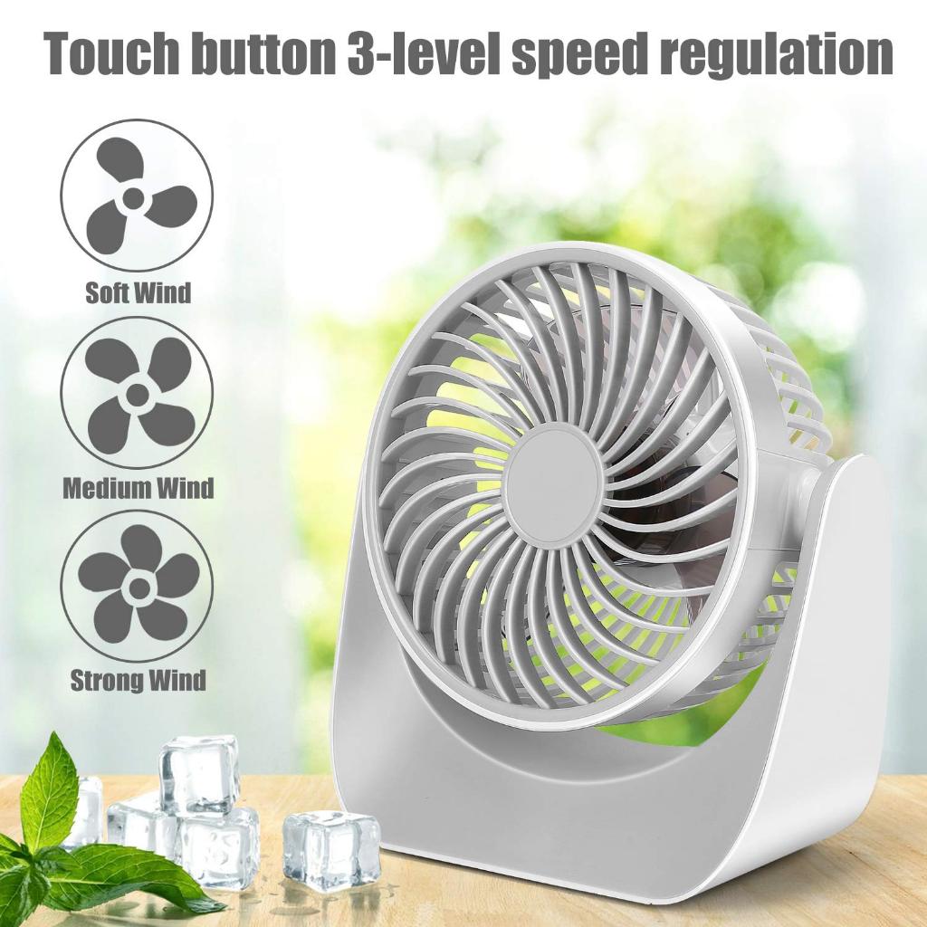 【8 hours】Silent MINI USB Rechargeable Desk Fan, Portable Fan with 360 ...