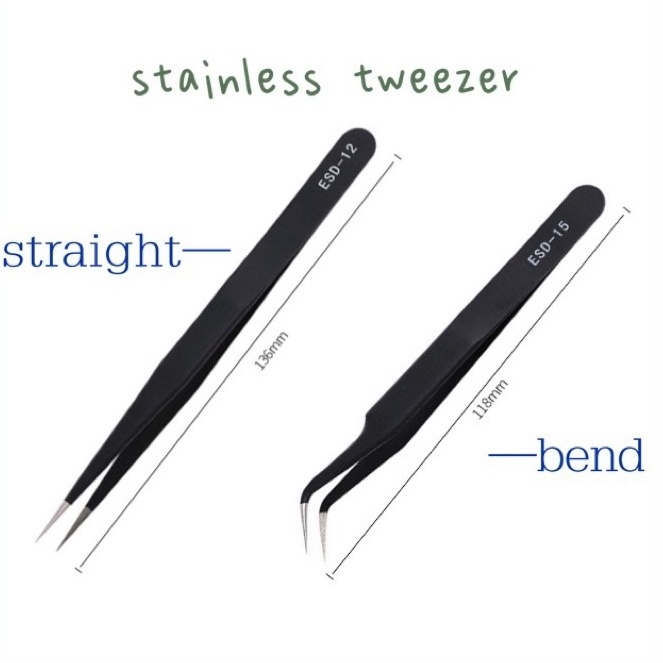 Tweezer Elbow/Straight Stainless Nippers Forceps Anti-Static Tweezers ...