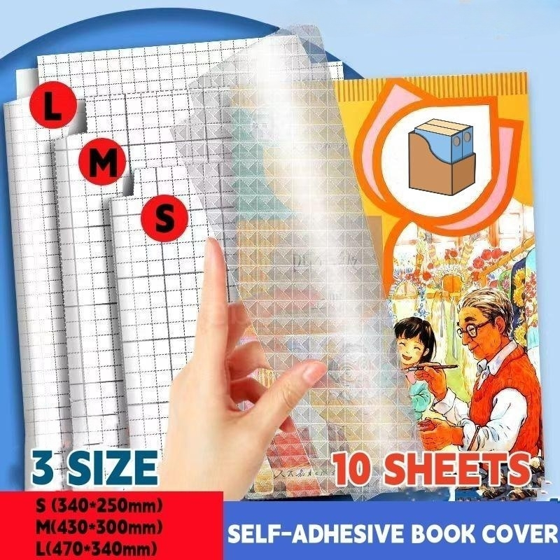 10pcs Self Adhesive Book Cover buku latihan buku teks sekolah self ...