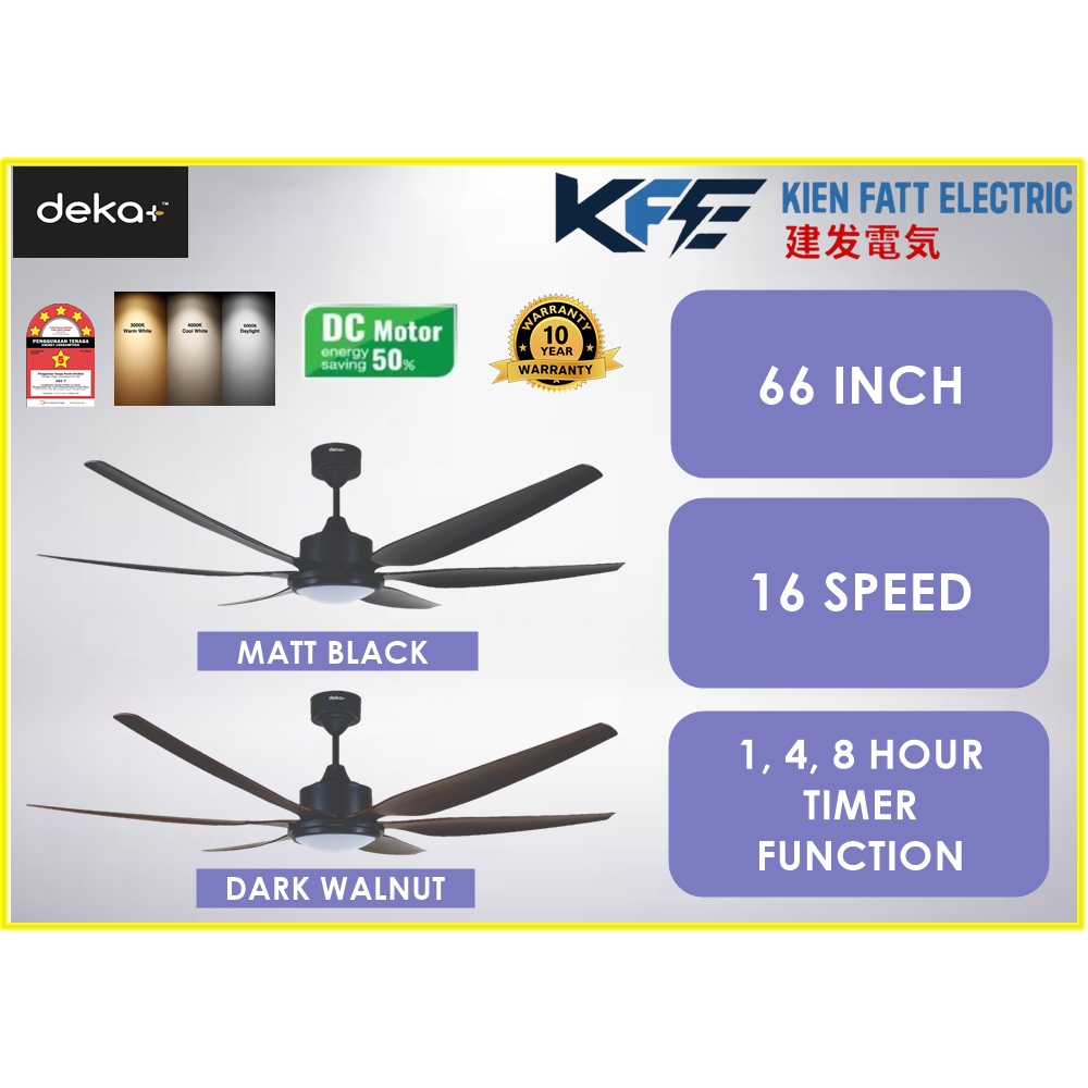Deka+ DC Motor Ceiling Fan 66" With 3 Light Selection NEON 66L (Black ...
