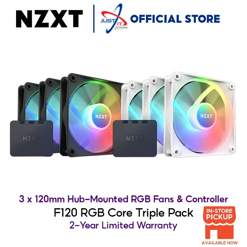 NZXT F120 RGB CORE TRIPLE PACK 3*120mm HUB-MOUNTED RGB FAN & CONTROLLER ...