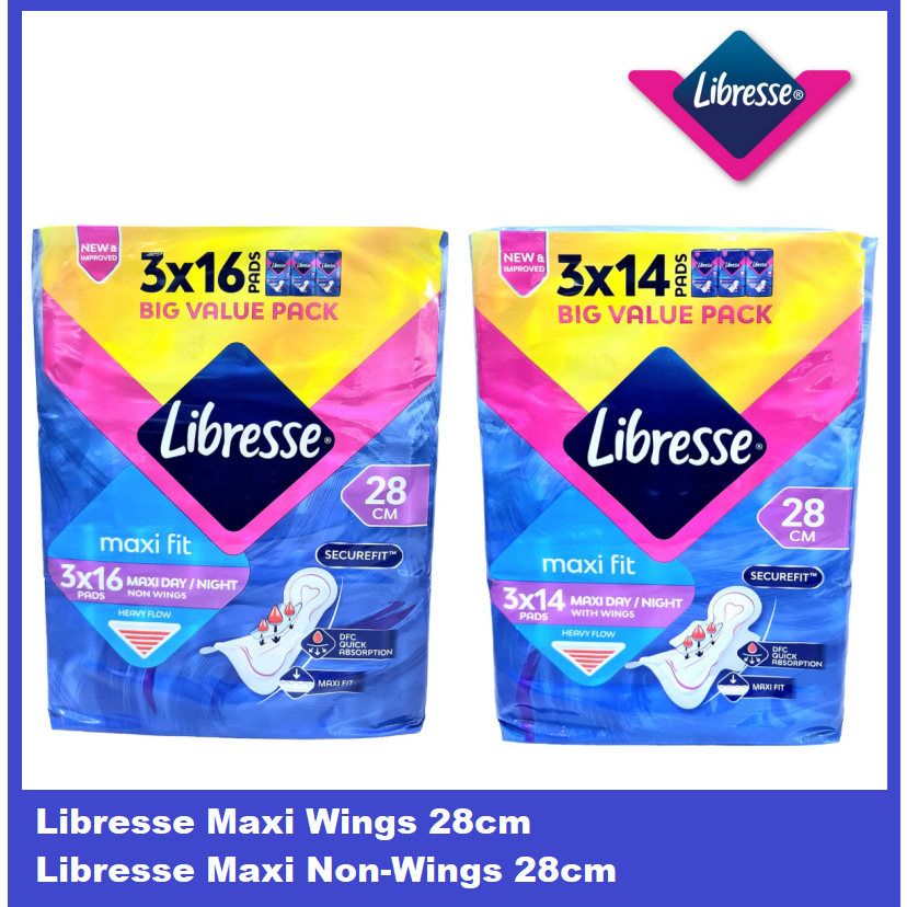 LIBRESSE Maxi Night Wings 28cm Maxi Non-Wings 28cm | Shopee Malaysia