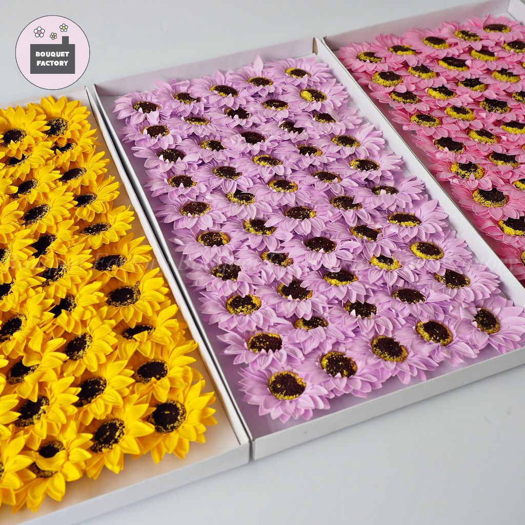 50 Pcs Soap Sunflower Premium Quality Soap Flower Bunga Sabun 香皂花 香皂向日葵 ...