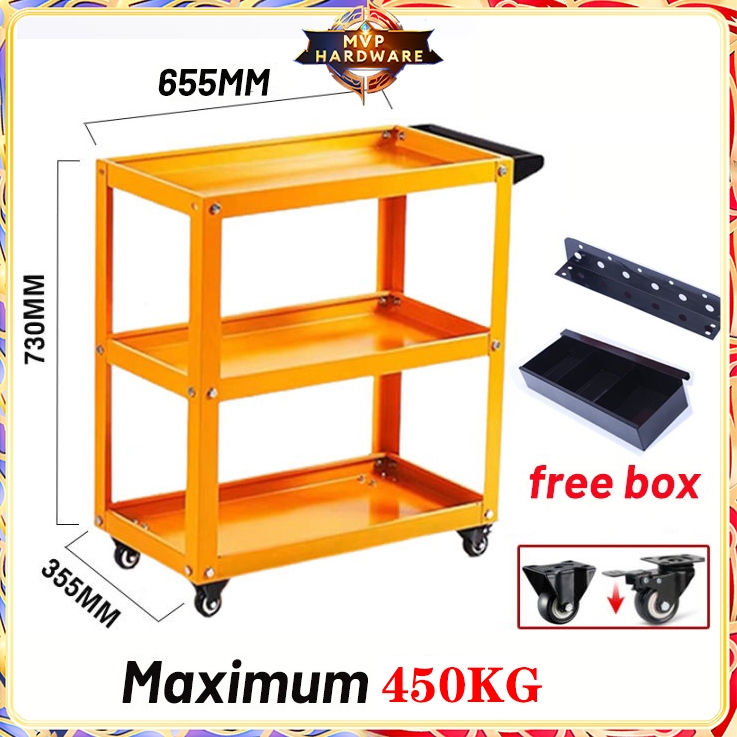 450KG Max load 3 Layer Tool Cart Heavy Duty Mechanical Workshop Tool ...