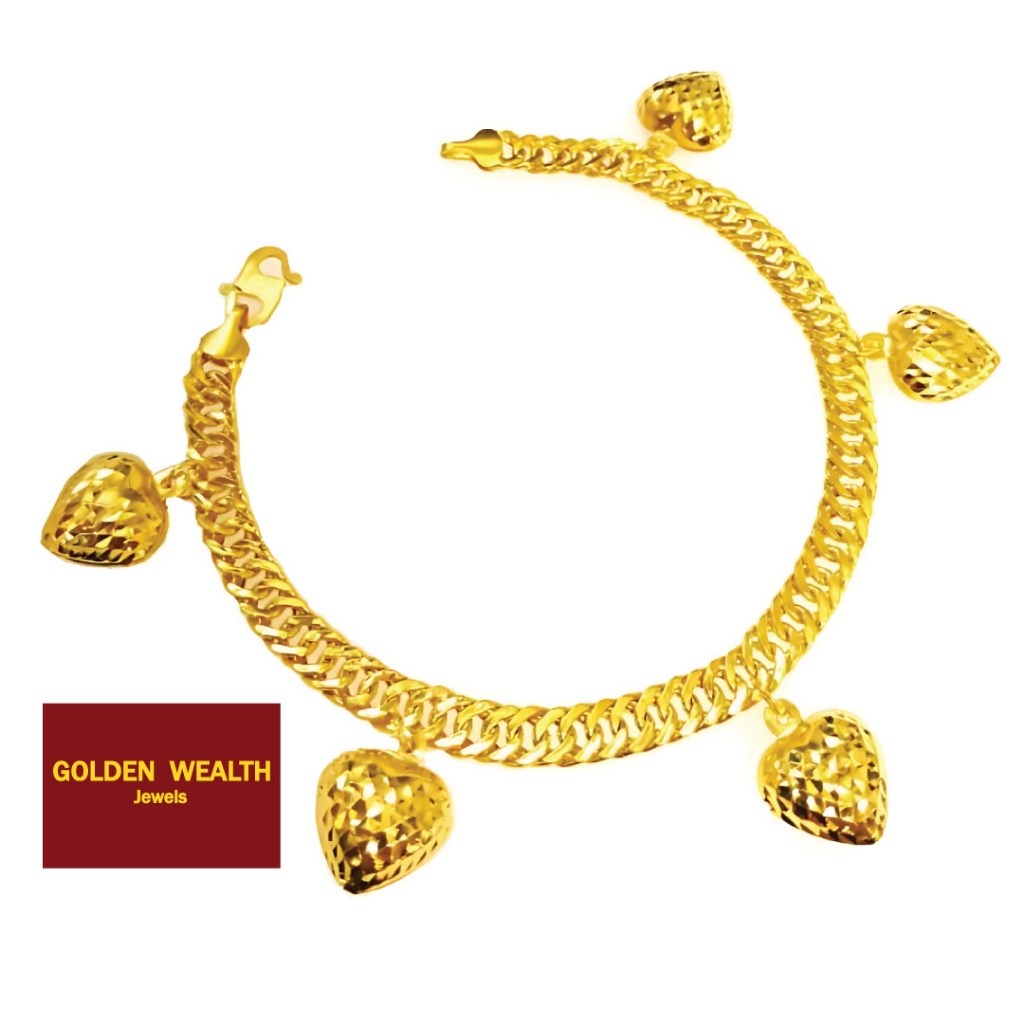 Gelang Tangan Lipan Gantung love Loket Emas 916 | Shopee Malaysia