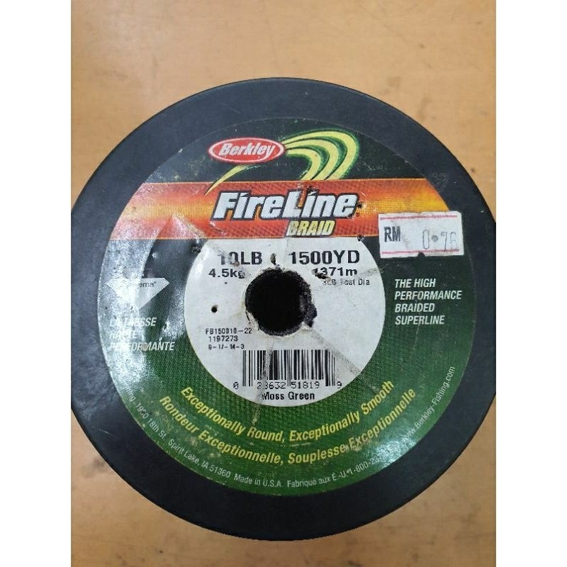 BERKLEY FIRELINE BRAID 10LB GREEN COLOUR MADE IN USA SELLING METER ...